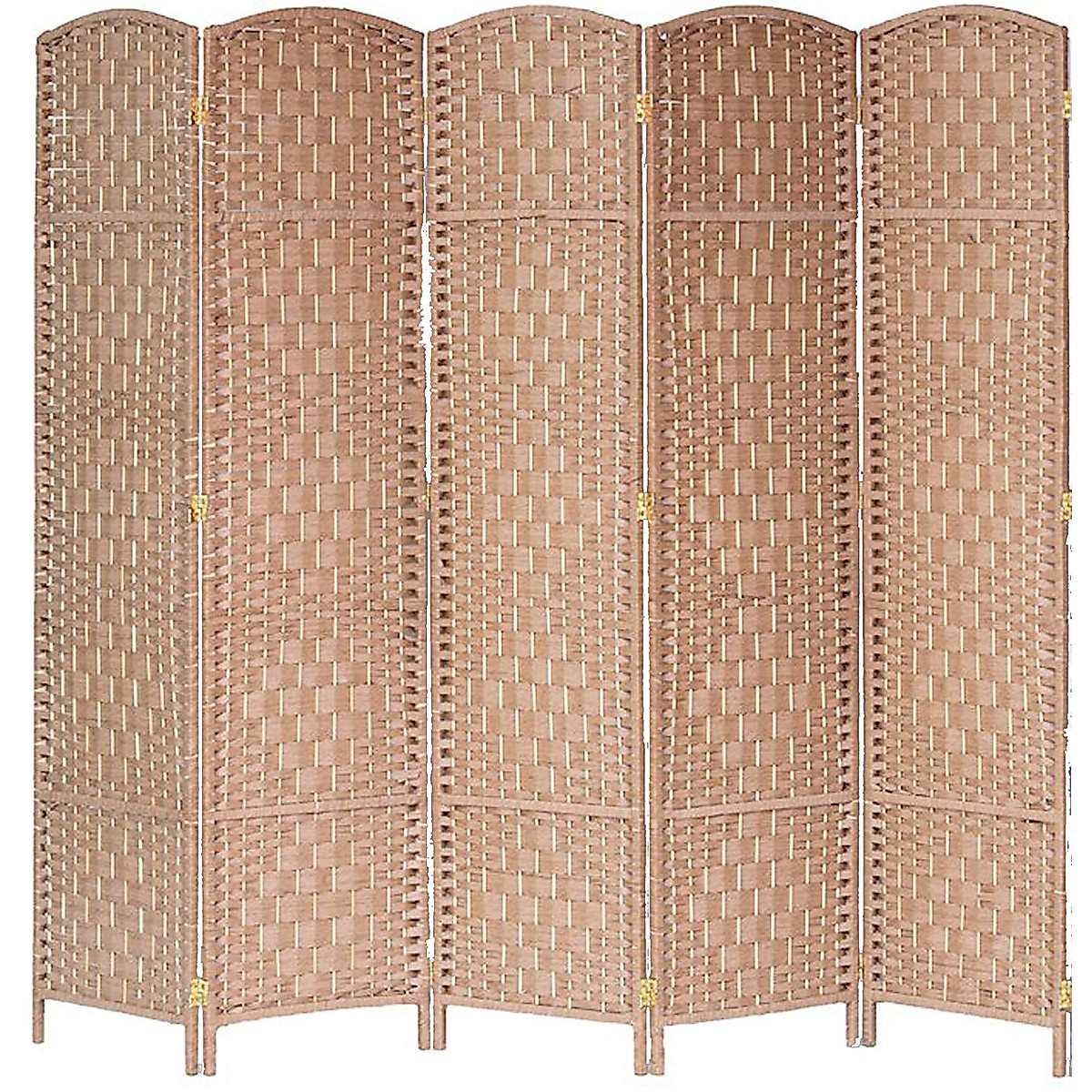Legacy Decor 5 Panels Room Divider Screen Weaved Bamboo Fiber Natural Color 5.9 ft High X 7.3 ft Wide