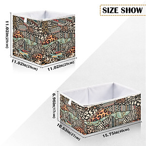 Vnurnrn Cube Storage Bins African Pattern Patchwork, Collapsible Storage Box with Support Board, Foldable Fabric Basket for Shelf Closet Cabinet 11.02×11.02×11.02 in