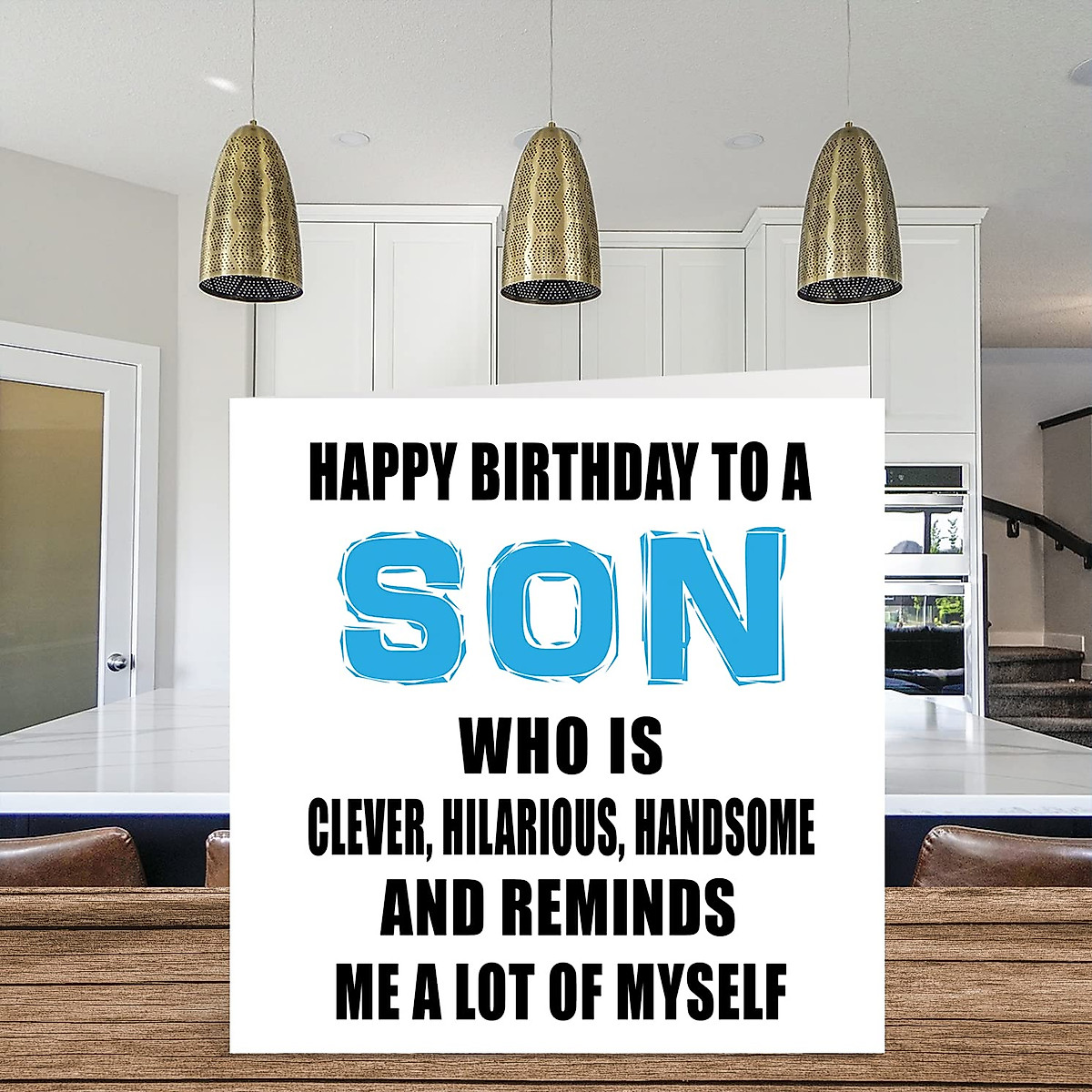Funny Birthday Cards for Son - Smart, Funny, Good Looking Just Like Me - Joke Happy Birthday Card for Son from Mom or Dad, Son Birthday Gifts, 5.7 x 5.7 Inch Birthday Greeting Cards Gift for Son