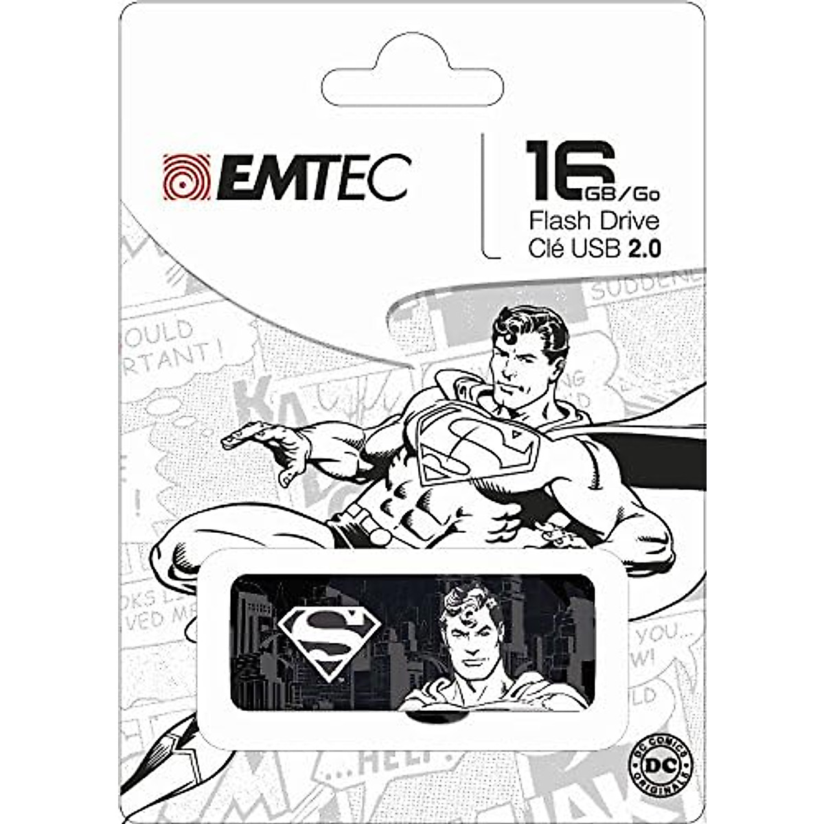 Emtec Black & White 16GB USB 2.0 SuperHero Flash Drive (ECMMD16GM700SP03)(Design may vary - Super Man, Batman, Wonder Women)
