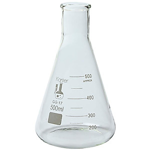 500ml Narrow Mouth Erlenmeyer Flask, 3.3 Borosilicate Glass, Karter Scientific 223M1 (Pack of 2)