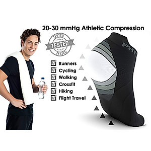 Physix Gear Sport Low Cut Socks Men & Women - Ankle Compression Running Socks (2Pair Blk-Wht L/XL)
