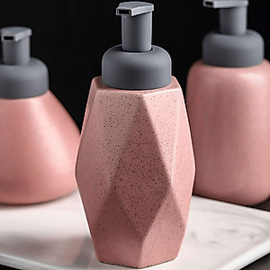 OUMIFA Soap Dispenser Foam Press Bottle 440ml/14.8oz Ceramic Liquid Soap Dispenser for Bathroom,Bedroom,Hotel or Kitchen(Black/Blue/Pink/White) Bathroom Countertop Soap Dispensers (Color : Blue)