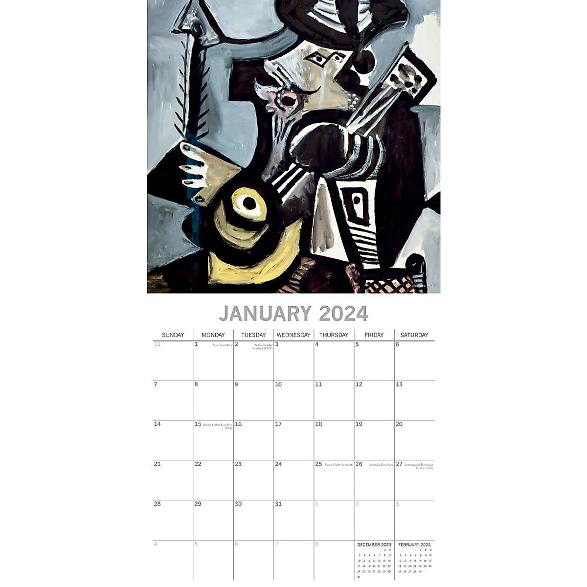 2024 Square Wall Calendar - Picasso 12 x 12 Inch Monthly View, 16-Month, Art Theme, Includes 180 Reminder Stickers