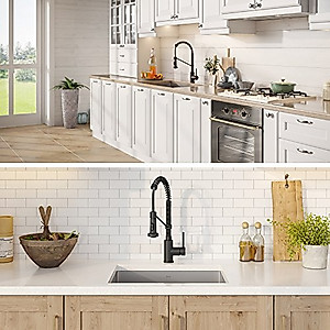 KRAUS 23-inch 16 Gauge Standart PRO Kitchen Sink Combo Set with Matte Black Bolden 18-inch Kitchen Faucet and Soap Dispenser, KHU101-23-1610-53MB