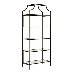 Sauder International Lux 5-Shelf Metal & Glass Display Bookcase, Bronze Finish