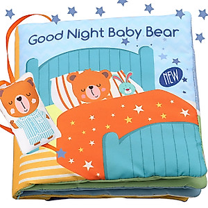 Teddy Soft Baby Book Activity Quiet Cloth Books Developmental Toys,Interactive Baby Books for Babies Toddlers Infants kids,Baby Boy Girls Machine Washable Toys Fabric Soft Book Goodnight Gift Box