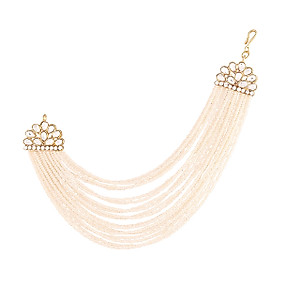 I Jewels Gold Plated Indian Wedding Bollywood Multi Strand Ear Chain With Pearl For Women (E2882W)