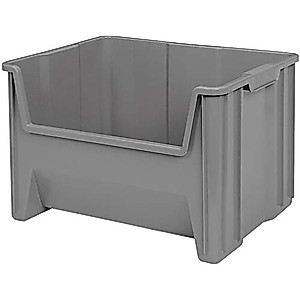 Akro-Mils 13017 Storage Container Bin, (15-Inch x 20-Inch x 12-1/2-Inch), Gray, (3-Pack) & 30235 AkroBins Plastic Storage Bin Hanging Stacking Containers, (11-Inch x 11-Inch x 5-Inch), Blue, (6-Pack)