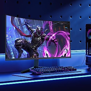 KOORUI Gaming Monitor, QHD 2560P Computer Monitor, 144Hz 27 Inch Monitor (1ms, 1800R Curved VA Panel, DP1.2+HDMI*2, AdaptiveSync, Narrow Bezel with Ultra-Thin), Tilt Adjustable,Eye Care