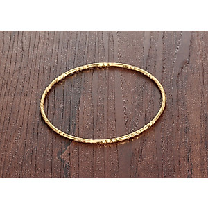 Jaline Jarlinwel 4 Sets Gold Tone Stainless Steel Multi Textured Round Bangle Bracelet Set For Women Girls