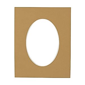 8.5x11 Mat Bevel Cut for 5x7 Photos - Precut Rattan Beige Oval Shaped Photo Mat Board Opening - Acid Free Matte to Protect Your Pictures - Bevel Cut for Family Photos, Pack of 1 Matboard Show Kit With