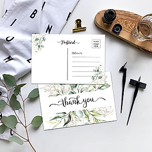 EKSPLODI 50 Thank You Postcards, Rustic Greenery, Thank You Note Card for Weddings, Receptions, Baby or Bridal Showers, Birthdays, Parties,Holiday, Retirement.