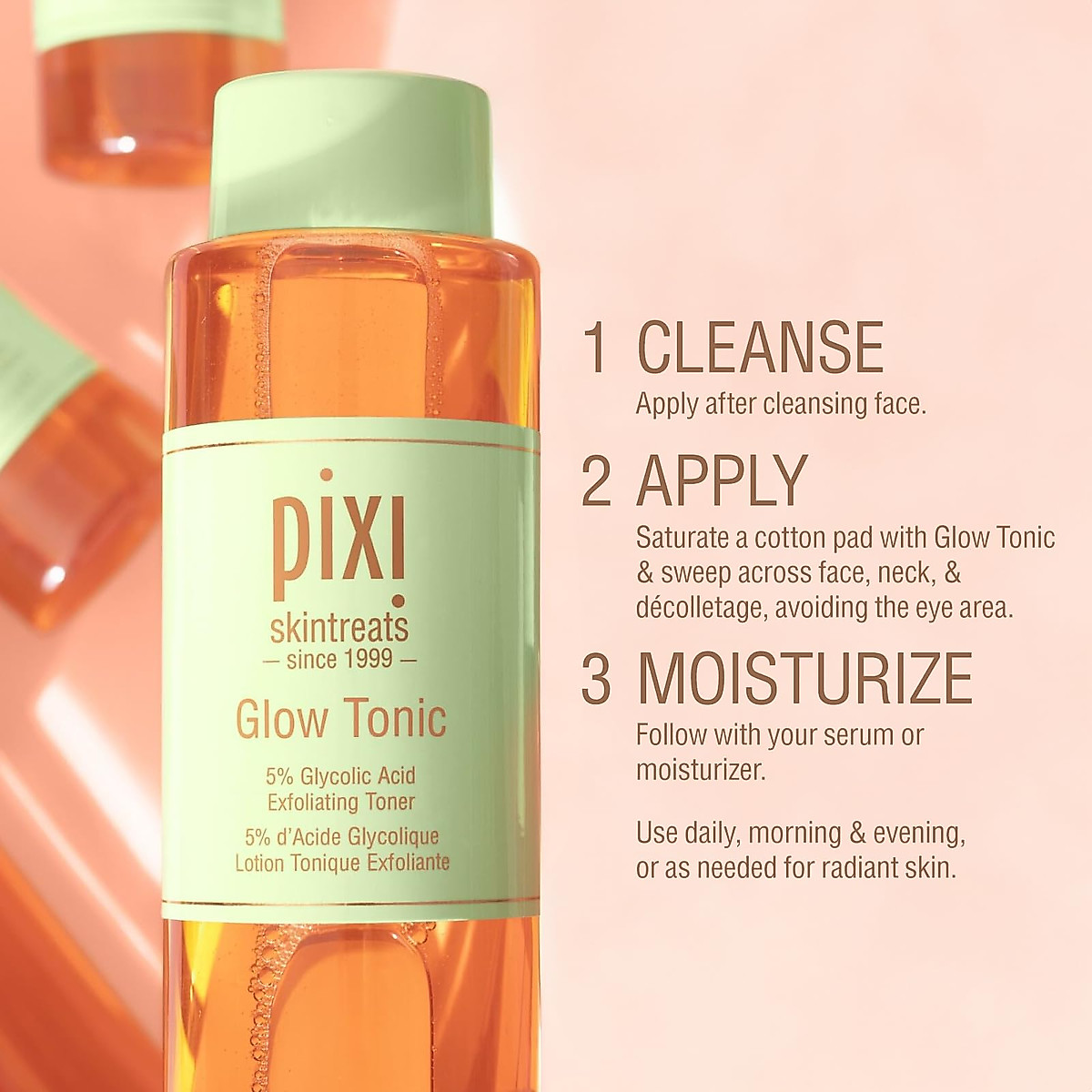 Pixi Glow Tonic Balancing Face Toner Glycolic Acid for Radiant Skin and Daily Brightening (8.5 fl oz / 250 ml)
