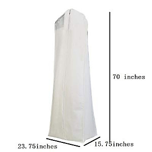 VANVENE Large Garment Bags 72 Saver Dustproof Cover Storage Bag Wedding Dress Bag Prom Ball Gown Garment Clothes Protector (White)