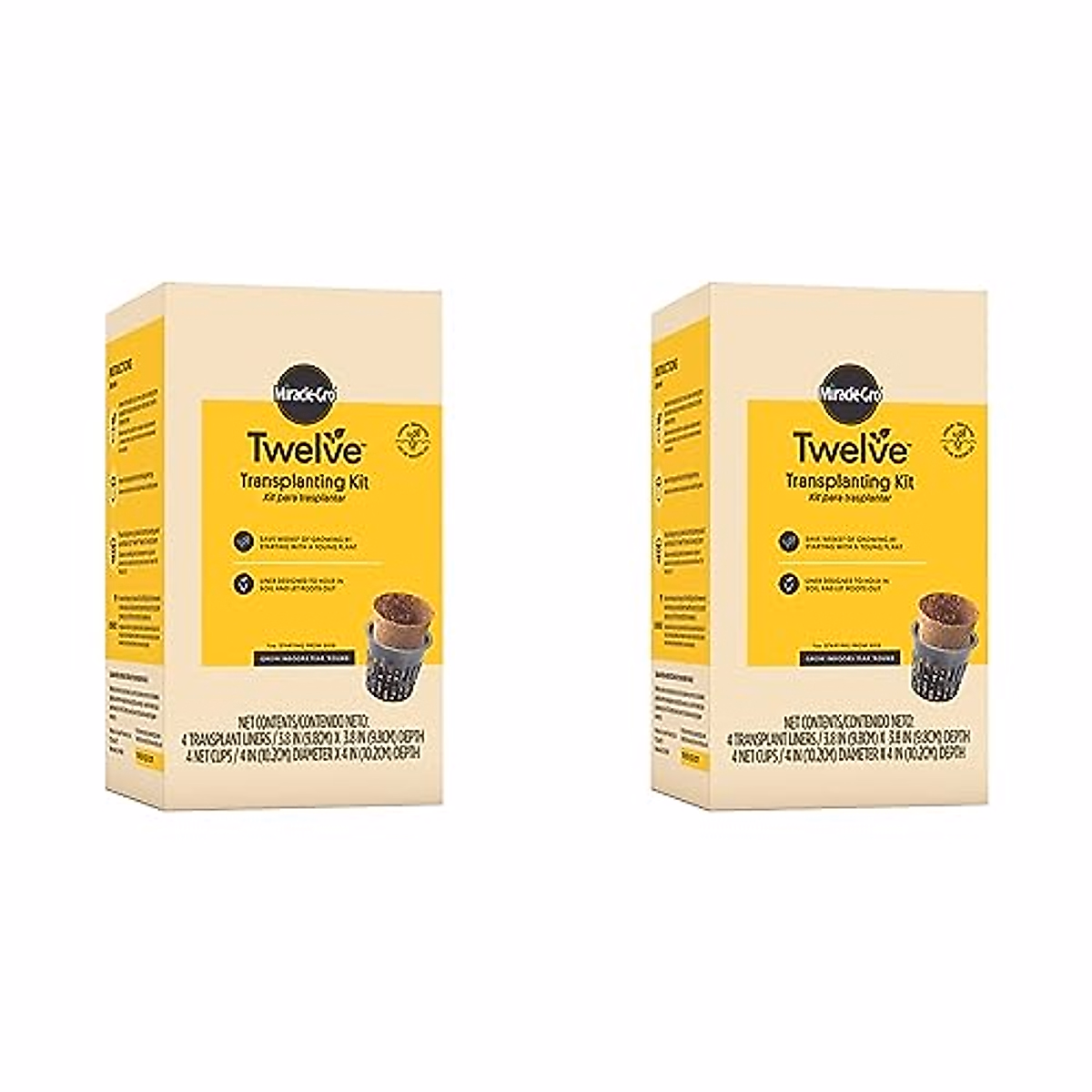 Miracle-Gro Twelve Transplanting Kit, Includes 4 Coir Liners and 4 Large Net Cups - Use Twelve Indoor Growing System - Designed for Growing Plants in Hydroponic Systems (Pack of 2)