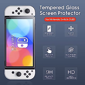 XINRUISEN 2Pack Screen Protector for Nintendo Switch Oled 2023, Tempered Glass Screen Protector for Nintendo Switch OLED New Model 7inch, Screen Protective Glass Cover Saver Protection for Switch OLED