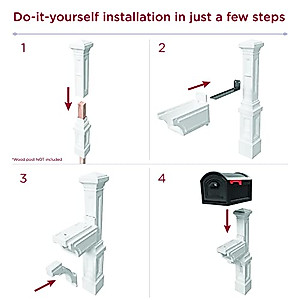 Step2 Atherton Extra Large Mailbox & Post, Weather Resistant, Large Outdoor Mailboxes, Made of Durable Plastic, Easy to Install, Flag Included, Onyx Black