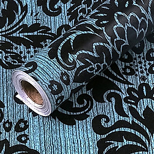 JZ·HOME Y1255 Damask Peel and Stick Wallpaper 17.7" x 9.8ft Removable Contact Paper Self-Adhesive Damask Furniture Paper Drawer Shelf Liner Vinyl Decorative Film