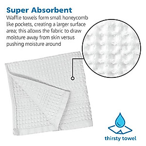 GILDEN TREE Waffle Towel Quick Dry Thin Exfoliating, 8 Pack Washcloths for Face Body, Classic Style (White)
