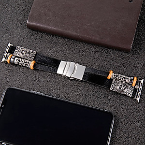 BOVIPO Compatible with Apple Watch Band 45mm 44mm 42mm 41mm 40mm 38mm 49mm, Black-X, 38/40/41 mm