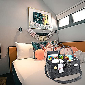 HOMEVAGE Diaper Caddy Caddies Organizer, Baby Cloth Diapering, Tote Bag, Nursery Storage Bin for Changing Table, Portable Car Travel Organizer (Black)