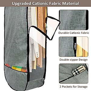 2PCS 50”Garment Bags for Hanging Clothes,Chakera Large Breathable Garment Bag for Closet Storage with 10”Gusseted,Clear Clothing Storage Garment Cover for Dress Sweater with Double Zipper,Grey