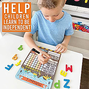 Construction Kids Chore Chart Magnetic, Reward Chart for Kids, Good Behavior Chart for Kids at Home, My Responsibility Chart for Kid, Magnetic Reward Chart for kids Behavior, Chore Chart for One Child