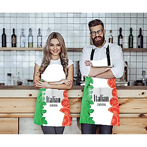 TONYSTAR Italian Cuisine Flag Aprons for Women with Pockets | 28 X 33 Inches | Cooking, Baking, Kitchen, Chef, Men's Apron | Christmas Gift | Waterproof and Adjustable Strap at Neck & Waist Ties