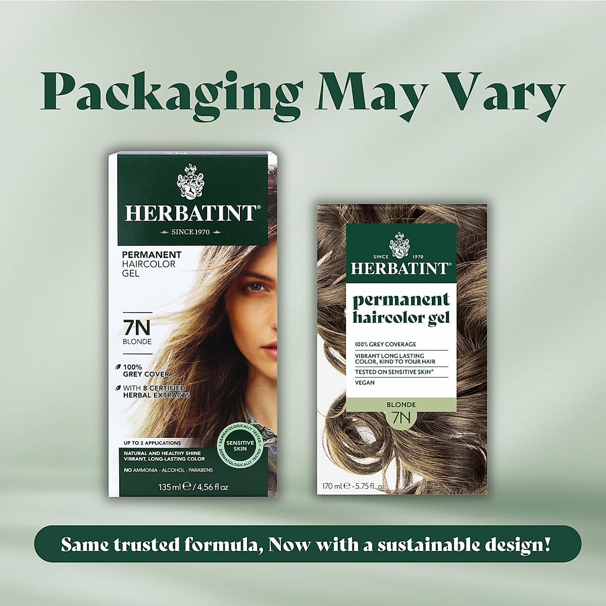 Herbatint Permanent Haircolor Gel, 7N Blonde, Alcohol Free, Vegan, 100% Grey Coverage - 4.56 oz