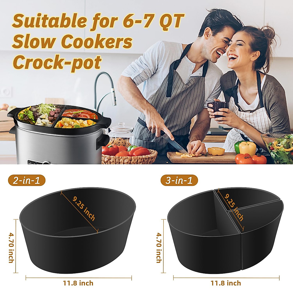 PEAKFUN Silicone Slow Cooker Liners fit Crock-Pot 7-8 Quart Oval Slow Cookergsrfdtdfyujfygyugtftrderdrtujrfdcruyftftyfdedsryhsderdhctgrfdujf