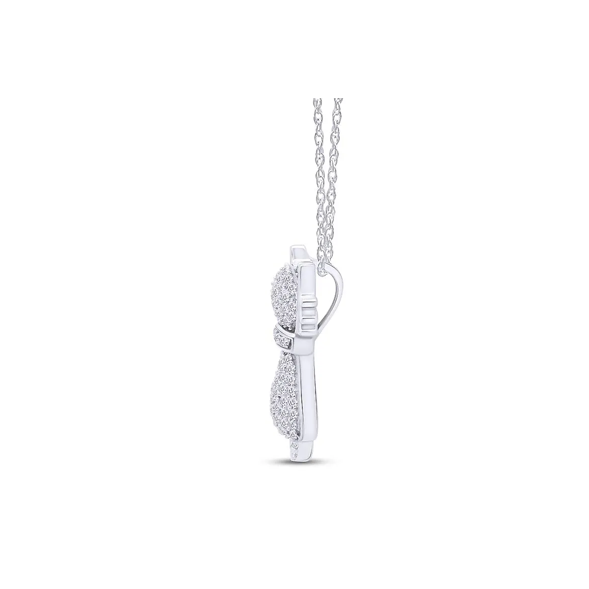 THE JEWEL ZONE White Natural Diamond Fashion Cat Pendant Necklace in 14k White Gold Over Sterling Silver (0.33 Ct)