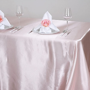 TABLECLOTHSFACTORY Blush 90x132 Rectangle Satin Tablecloth