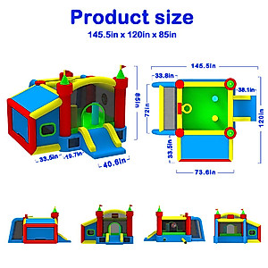 WELLFUNTIME Inflatable Bounce House,Jumping Castle Slide with Blower,Kids Bouncer with Ball Pit