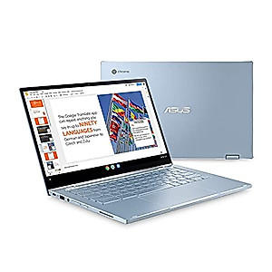 ASUS Chromebook Flip C433 2 in 1 Laptop, 14" Touchscreen FHD NanoEdge Display, Intel Core m3-8100Y Processor, 8GB RAM, 64GB eMMC Storage, Backlit Keyboard, Silver, Chrome OS, C433TA-AS384T (Renewed)