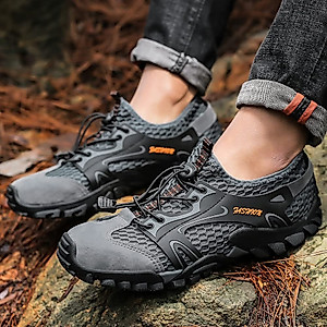 YING LAN Men Women Quick Drying Water Shoes Non- Slip Beach Swim Aqua Shoes for Water Sport Diving Sailing Kayaking Boating Fishing Barefoot Pool Surf Gray