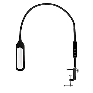 LED Desk Lamp/Clamp LED Lamp/Remote Control & Touch/Adjustable Flexible Gooseneck/Modern Stylish Multiple Setting Brightness and Color Bright Bulb/by Syrinx (Black)