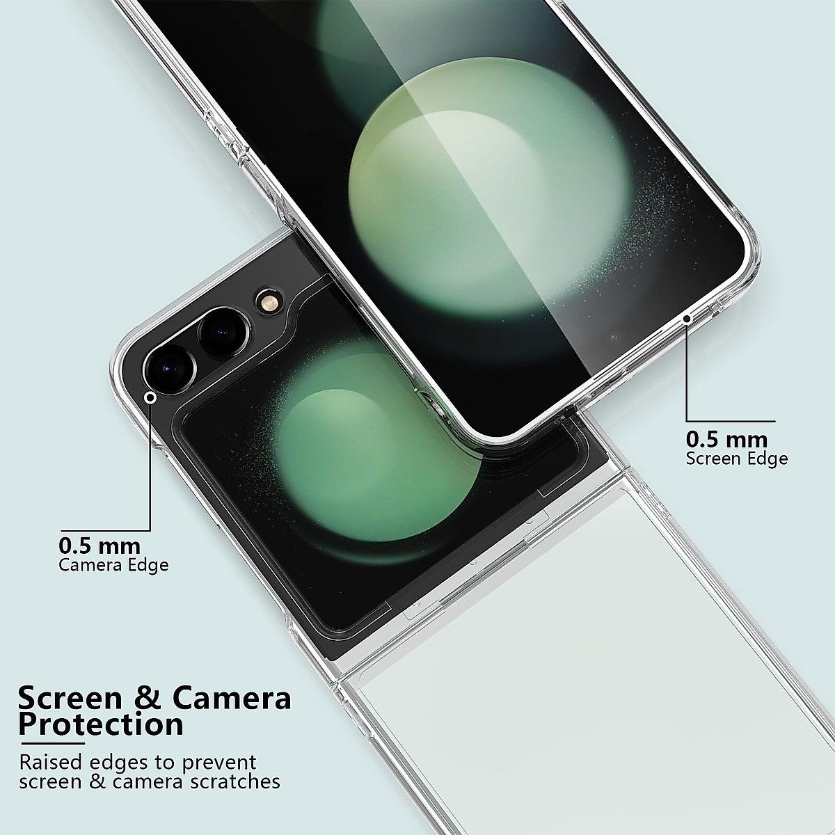 BOOLAKOS for Samsung Galaxy Z Flip 5 Case, Clear Slim Thin Protective Phone Cases, Transparent Shockproof Case for Z Flip5