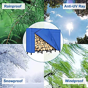 Vrisa Adjustable Firewood Rack, 4ft, Metal with 600D Oxford Cover, Waterproof and UV Proof, Ideal for Outdoor Back Porch, Backyard Deck, Tool Shed, Wood Shed