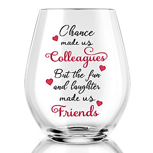 AGMDESIGN Chance Made Us Colleagues Wine Glass, Coworker Gifts for Women and Men, Coworker Leaving, Going Away, Goodbye, Job, Appreciation, Friendship, Birthday Gifts for Coworkers, Boss