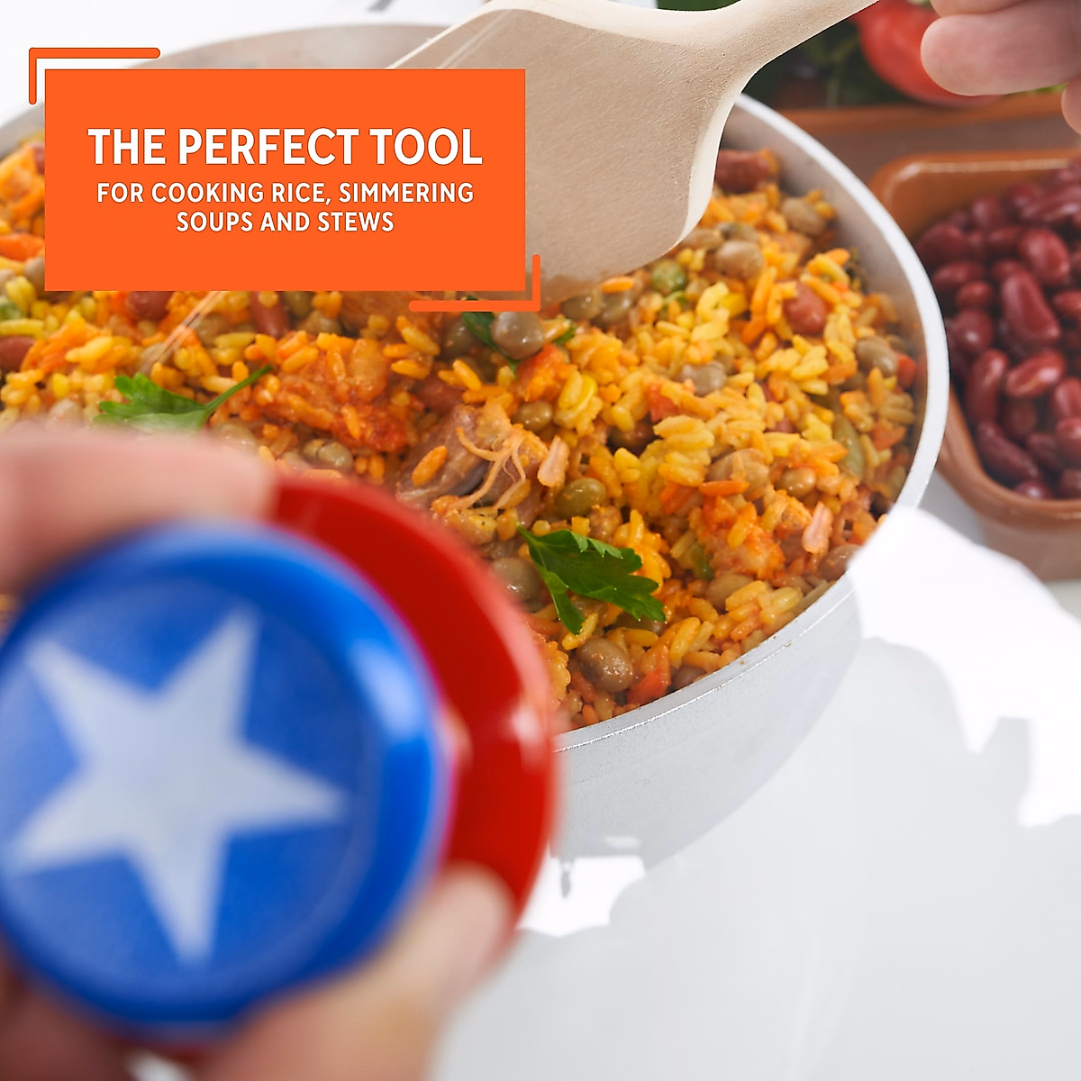 IMUSA USA LIMITED EDITION Puerto Rico"Boricua" themed Caldero 3.7Qt with Glass Lid & Unique Knob,Silver,GAU-80139