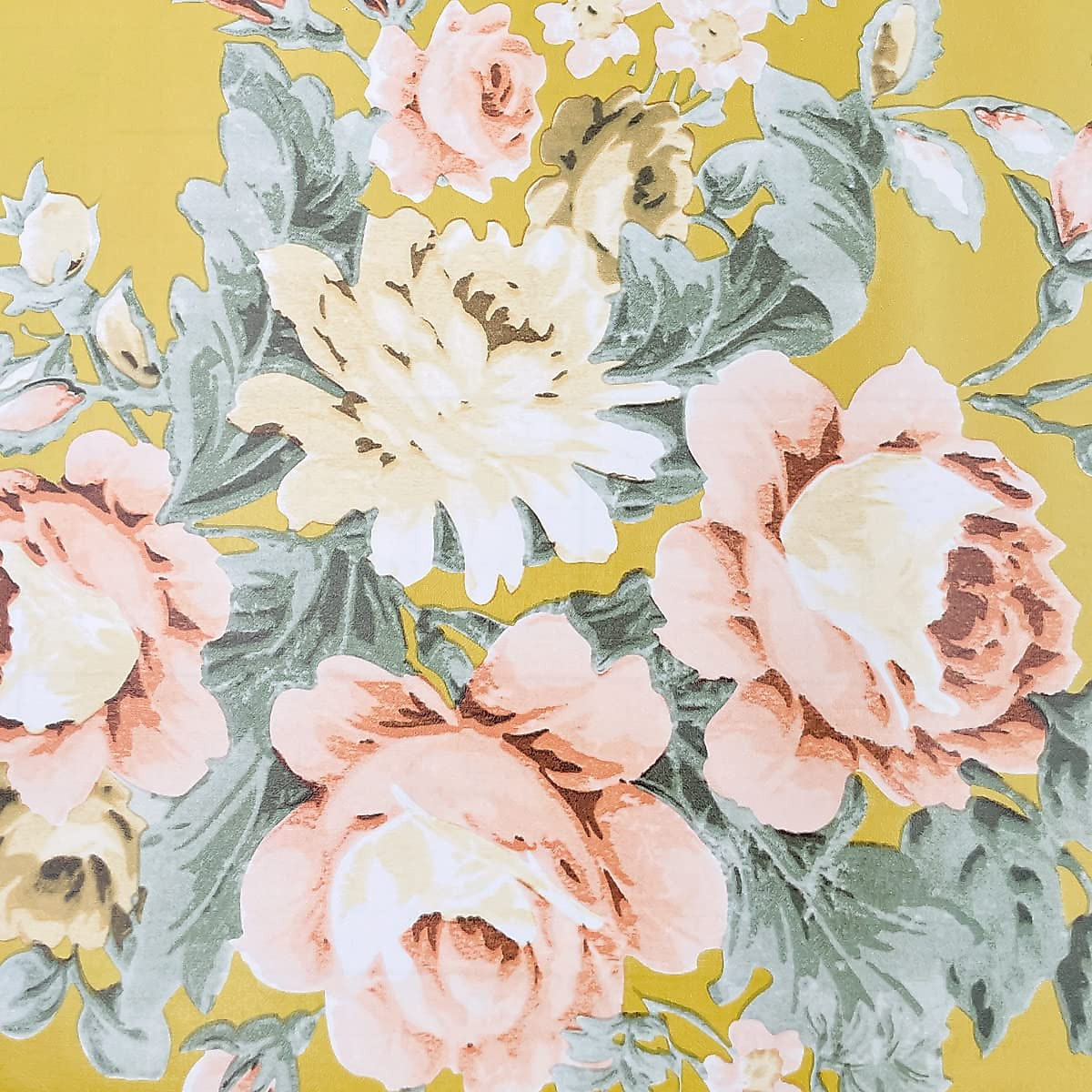 Yifely Vintage Peony Floral Shelving Paper Dark Yellow Peel & Stick Shelf Liner Dresser Drawer Sticker 17.7 Inch by 9.8 Feet