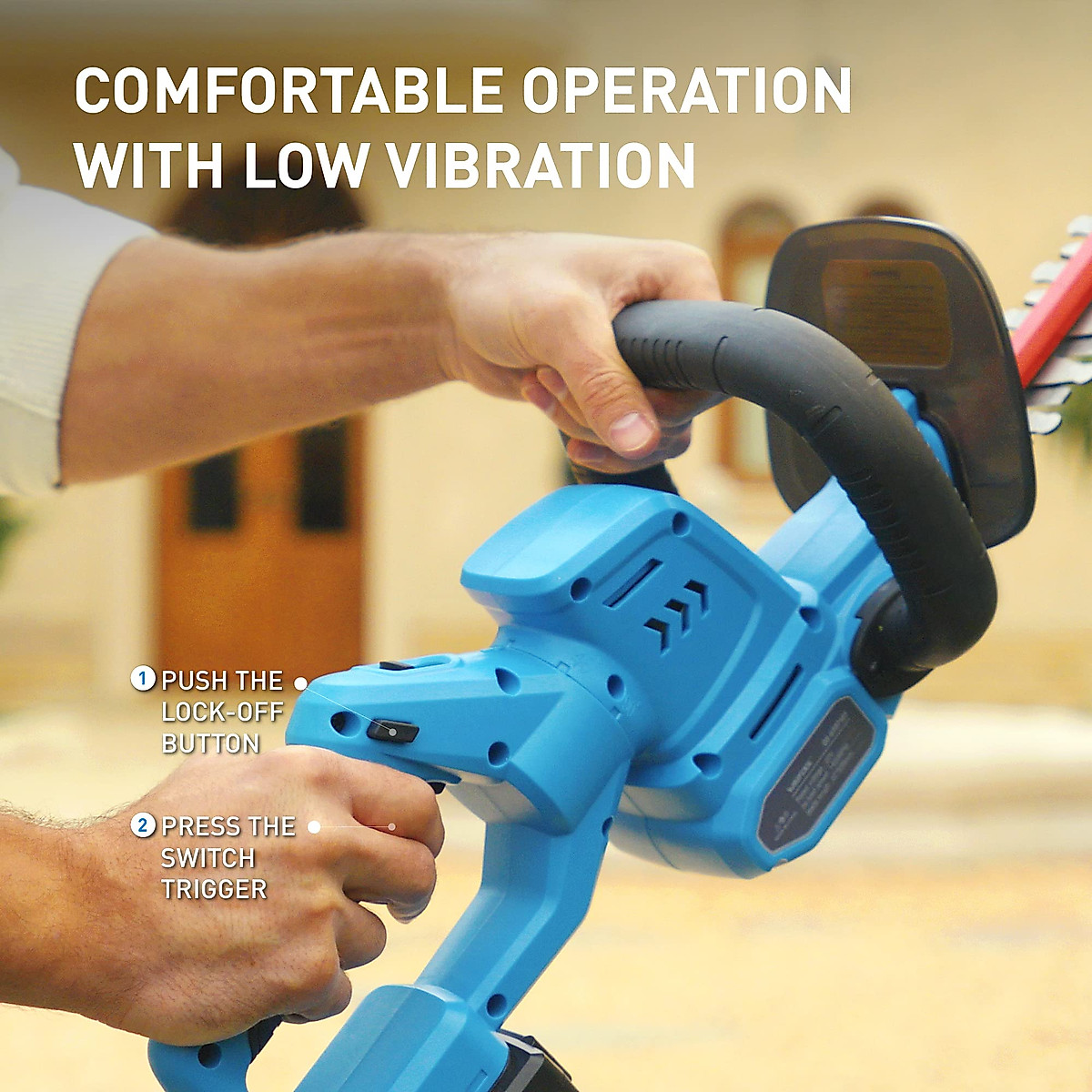 WISETOOL Cordless Hedge Trimmer, 20V / 4.0Ah Electric Bush Trimmer with 22" Dual-Action Blades, 3/4" Cutting Capacity, Shrub Trimmer Include Battery, Fast Charger and Safety Goggles