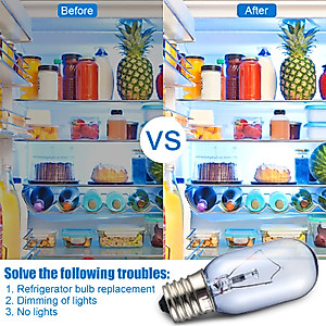 297048600 241552802 Refrigerator Light Bulb Replacement for Frigidaire Whirlpool KitchenAid Electrolx Kenmore Fridge Light Bulbs Freezer Light Bulb Replacement-T8 E17 40W (2 Pack)