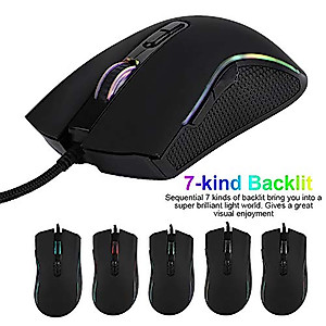 Gojiny Gamer Mice 7 LED Backlits Wired RGB Optical Gaming Mouse 1200 1600 2400 3200DPI for Windows 7 8 10 2000 XP