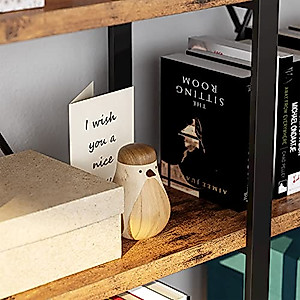 IRONCK Industrial Bookshelf and Bookcase Double Wide 5 Tier,Book Cases Wood and Metal Bookshelves for Home Office, Easy Assembly, Vintage Brown