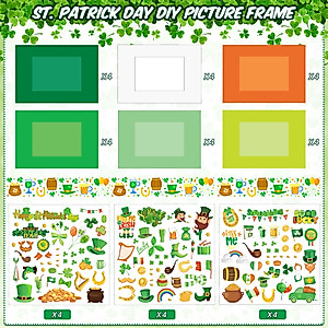Tinlade St. Patrick's Day Craft Kit, 24 Pack DIY Picture Frames, 12 Sheets Stickers, Shamrock Theme for Kids & Adults