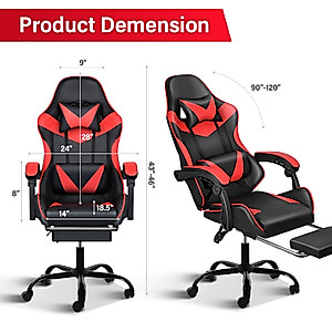 YSSOA Backrest and Seat Height Adjustable Swivel Recliner Racing Office Computer Ergonomic Video Game Chair