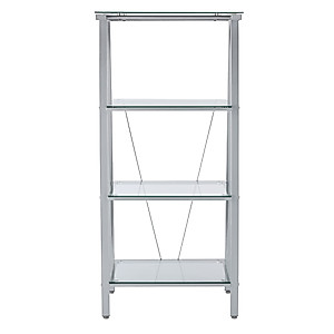 Realspace® Vista 60"H 4-Shelf Glass/Metal Bookcase, Clear/Silver