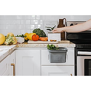 Full Circle Scrap Happy – Food Scrap Collector and Freezer Compost Bin - Hanging Kitchen Countertop Bin for Fruit and Vegetable Waste, Slate